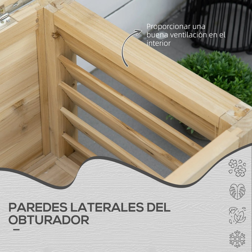 Outsunny Zahradní Úložný Truhla 155L s Pozinkovaným Víkem a Šikmým Designem pro Zahradu, Terasu či Balkon 110x50x50 cm Přírodní Dřevo