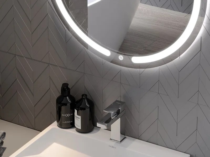 Mexen Rose, LED koupelnové zrcadlo s podsvícením 60x60 cm, 6000K, ochrana proti zamlžování, 9810-060-060-611-00