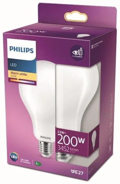 Philips 8718699764630 led žárovka 1x23w | e27 | 3452lm | 2700k - teplá bílá, matná bílá, eyecomfort