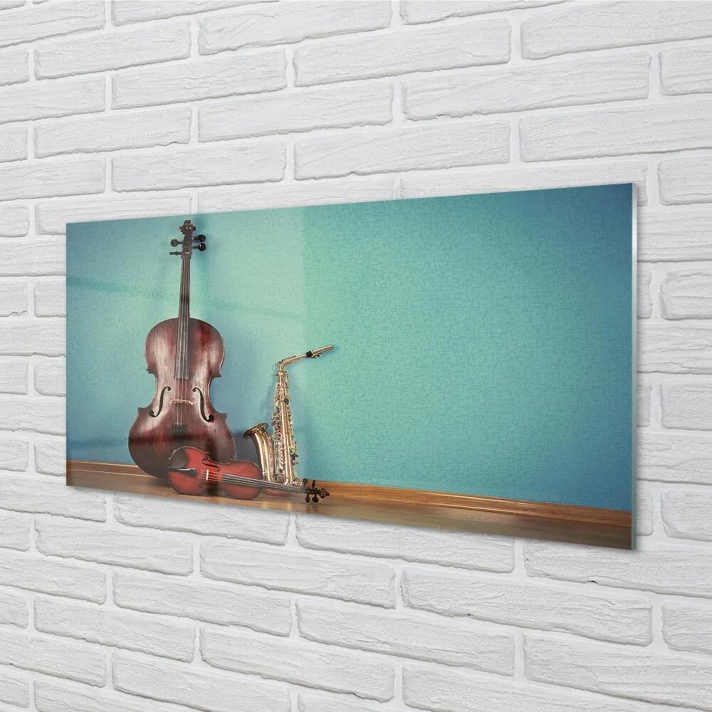 Obraz na skle housle trubka 125x50 cm