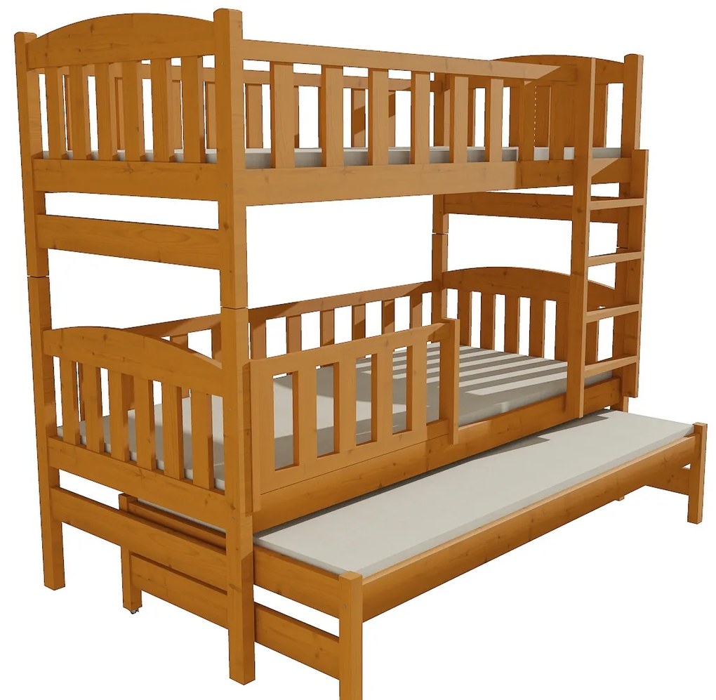 Patrová postel s výsuvnou přistýlkou PPV 007 90 x 190 cm - olše