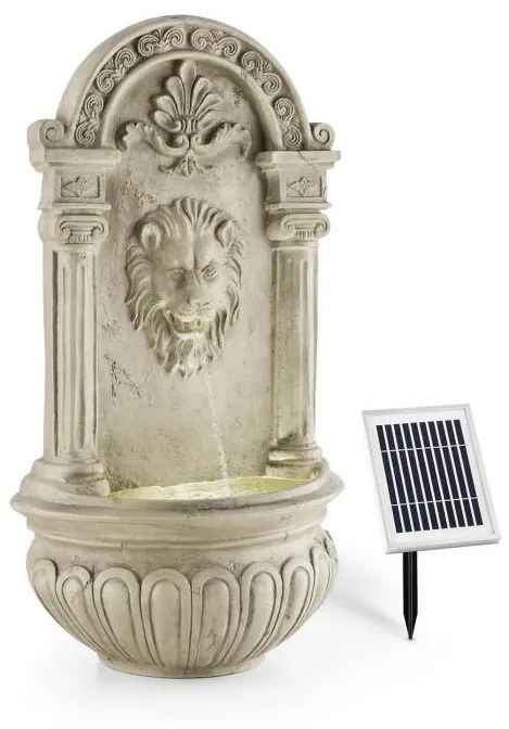 Blumfeldt Löwenstein, nástěnná fontána, zahradní, solární panel, 2 W, LED, polyresin, vzhled kamene