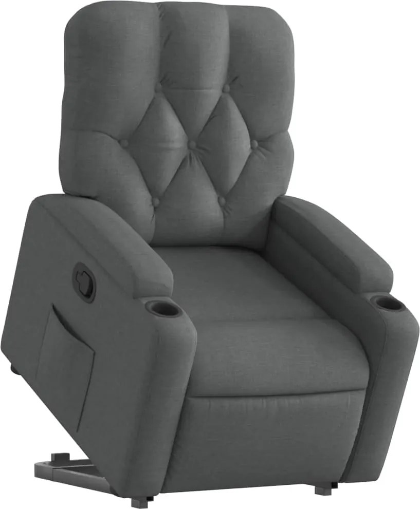 Zvedací polohovací křeslo tmavě šedé textil 3204711