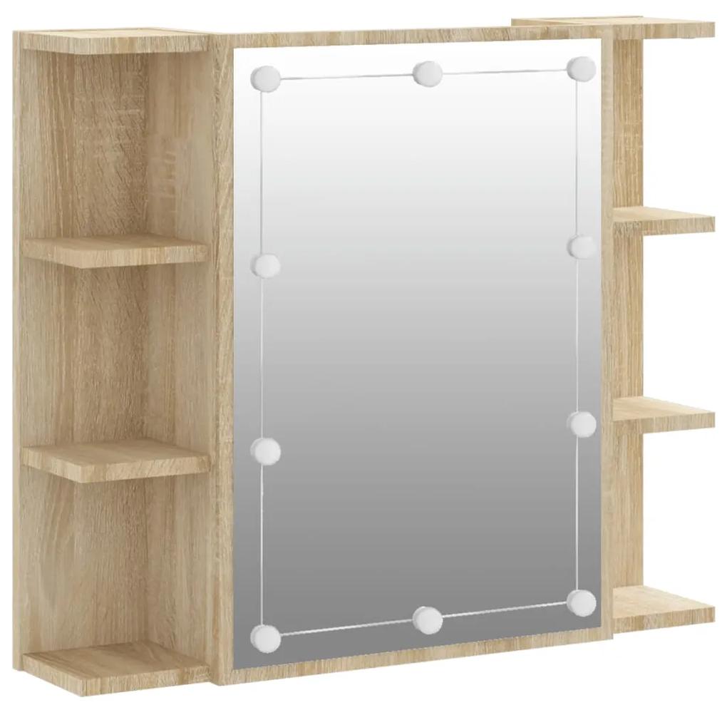 Zrcadlová skříňka s LED dub sonoma 70 x 16,5 x 60 cm - Default Title