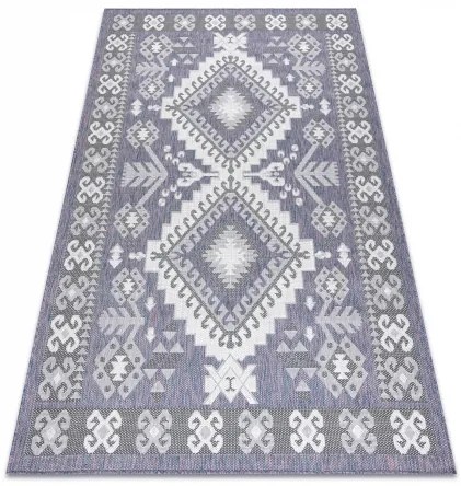 Koberec SISAL SION aztécký 3007 ploché tkaní modrý / růžový / ecru