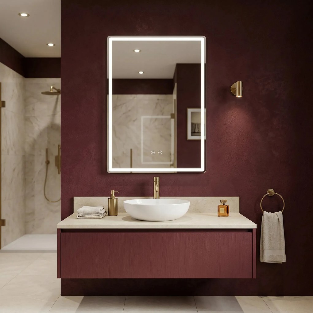 Tutumi Zrcadlo 70x50 cm s vyhříváním a regulovatelným LED osvětlením HOM-00200