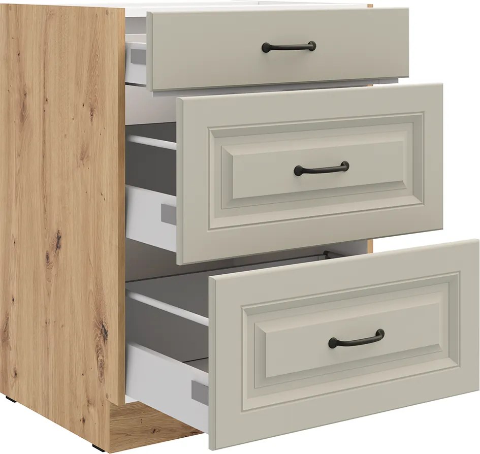 STILO ac | dolní skříňka 60 D 3S se zásuvkami PREMIUM BOX | 60 cm | artisan/světle šedá