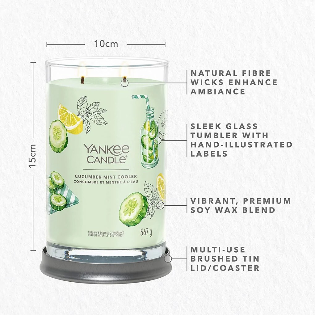 Yankee Candle vonná svíčka Signature Tumbler ve skle velká Cucumber Mint Cooler 567g