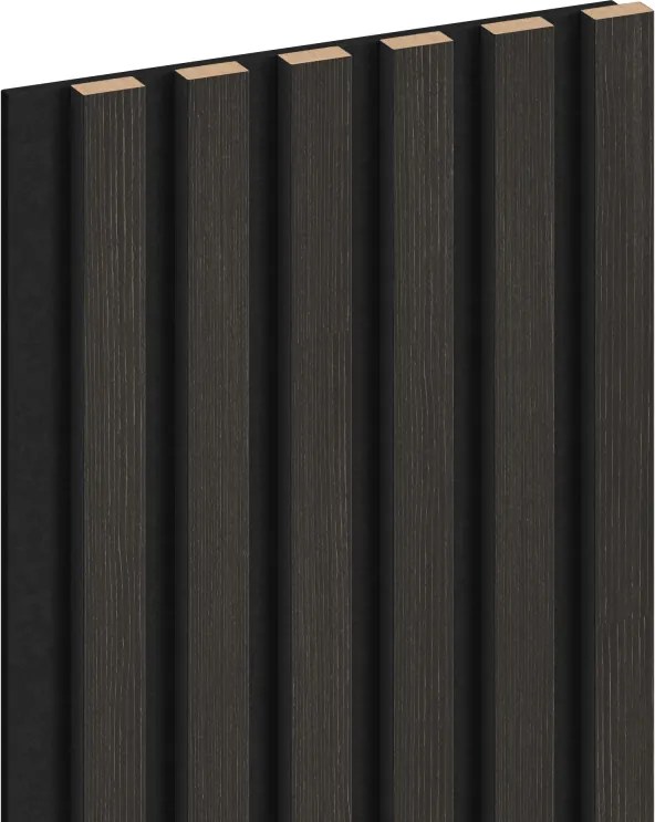Mexen Lam-F, akustické stěnové lamely 275 × 30 cm, plstěný podklad 8 mm, technická dýha, ořech stříbřitý, S105-275307-3015-009
