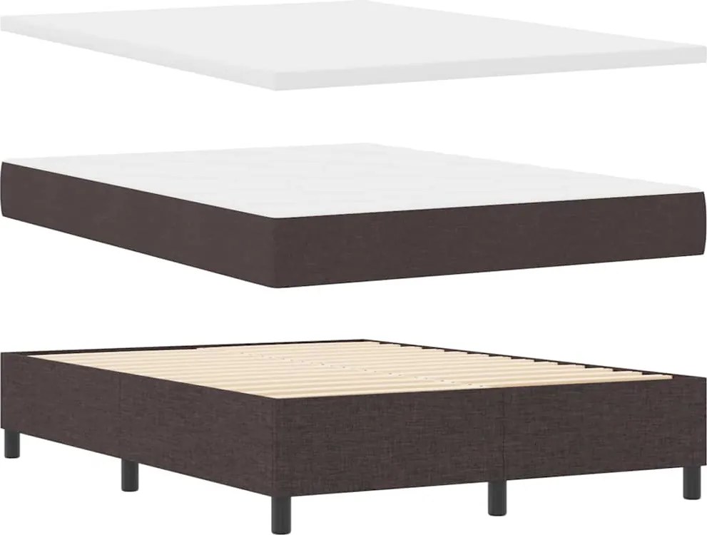 Postel s boxspringem s čelo Tmavě hnědá 200 x 140 cm textil 3341647