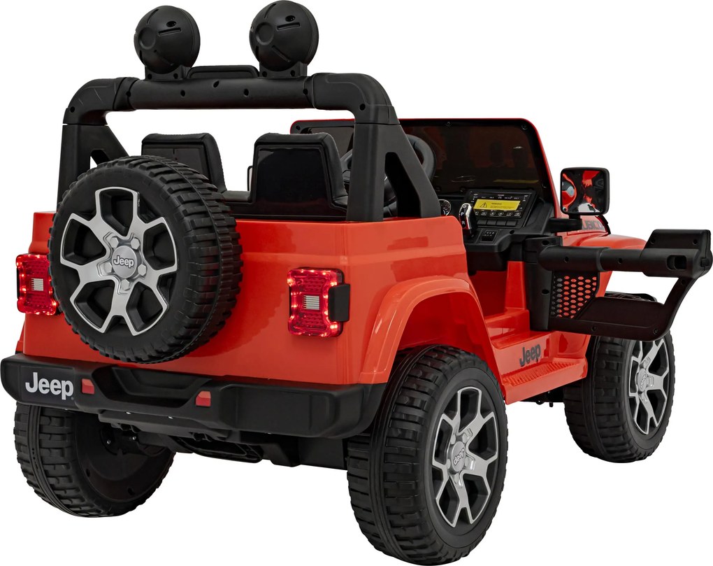 Ramiz Elektrické auto Jeep Wrangler Rubicon pro děti Oranžové + dálkové ovládání + MP3 LED rádio + EVA kola