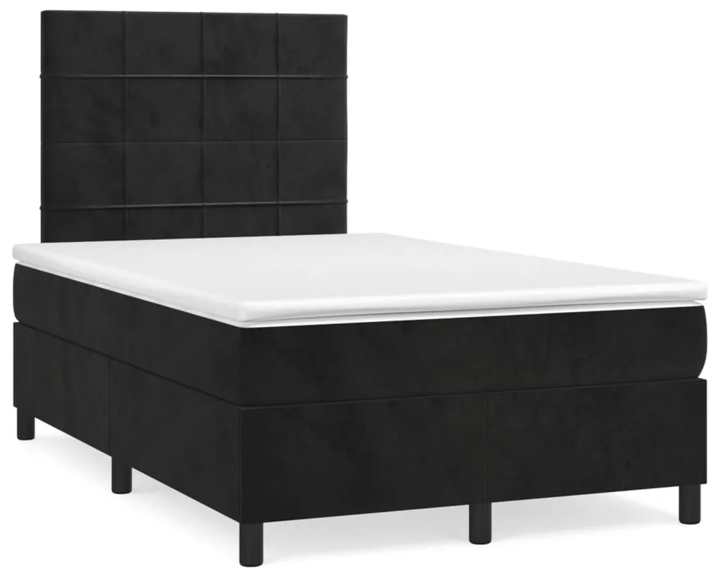Box spring postel s matrací a LED černá 120 x 190 cm samet 3270313