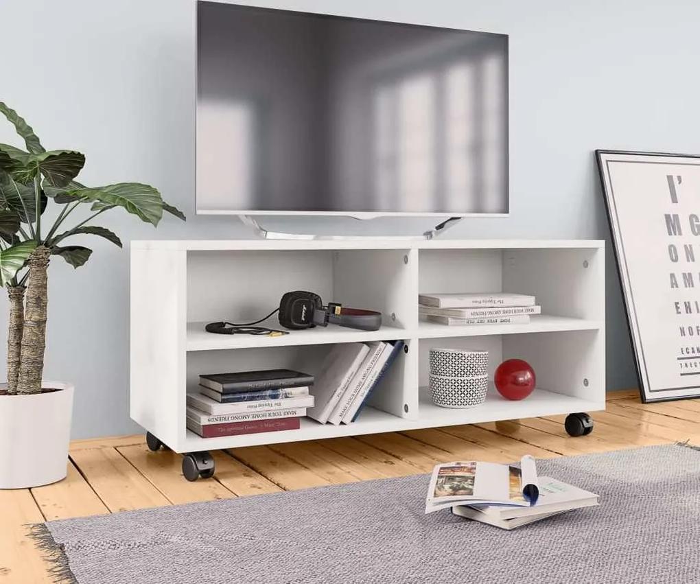 vidaXL TV skříňka na kolečkách 90x35x35cm kompozitní dřevo [800185] Barva: Bílá