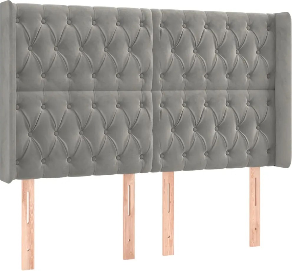 Box spring postel s matrací a LED světle šedá 160x200 cm samet 3139751