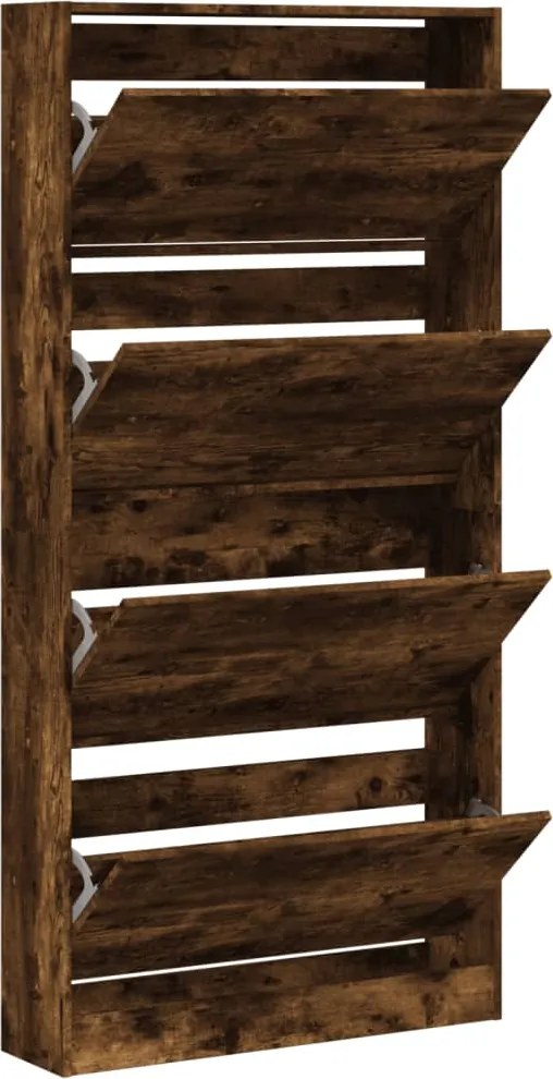 Botník se 4 výklopnými zásuvkami kouřový dub 80 x 21 x 163,5 cm 3214368
