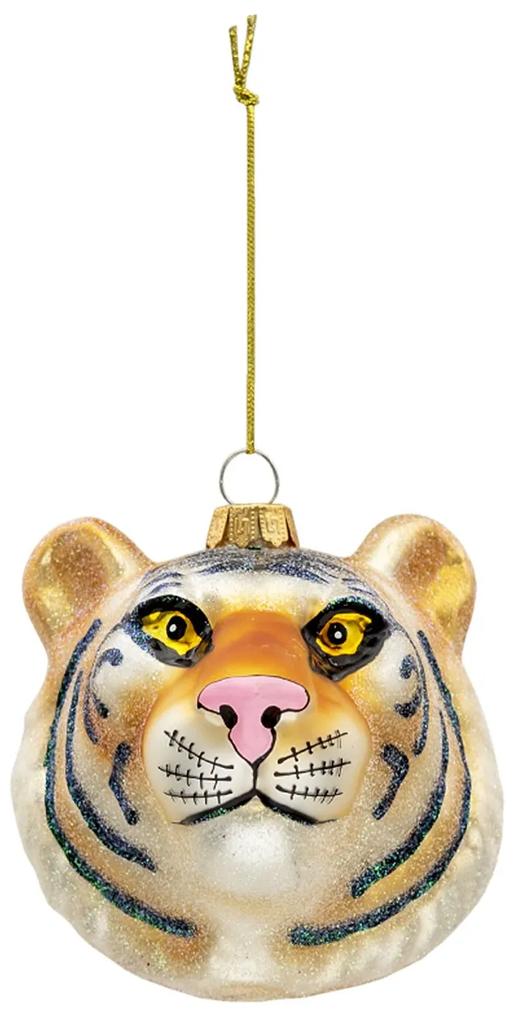 Vánoční ozdoba ve tvaru hlavy tygra - Ø 10*9*10cm