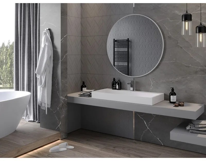 Mexen Loft, kulaté koupelnové zrcadlo 100 cm, barva rámu bílá, 9850-100-100-000-20
