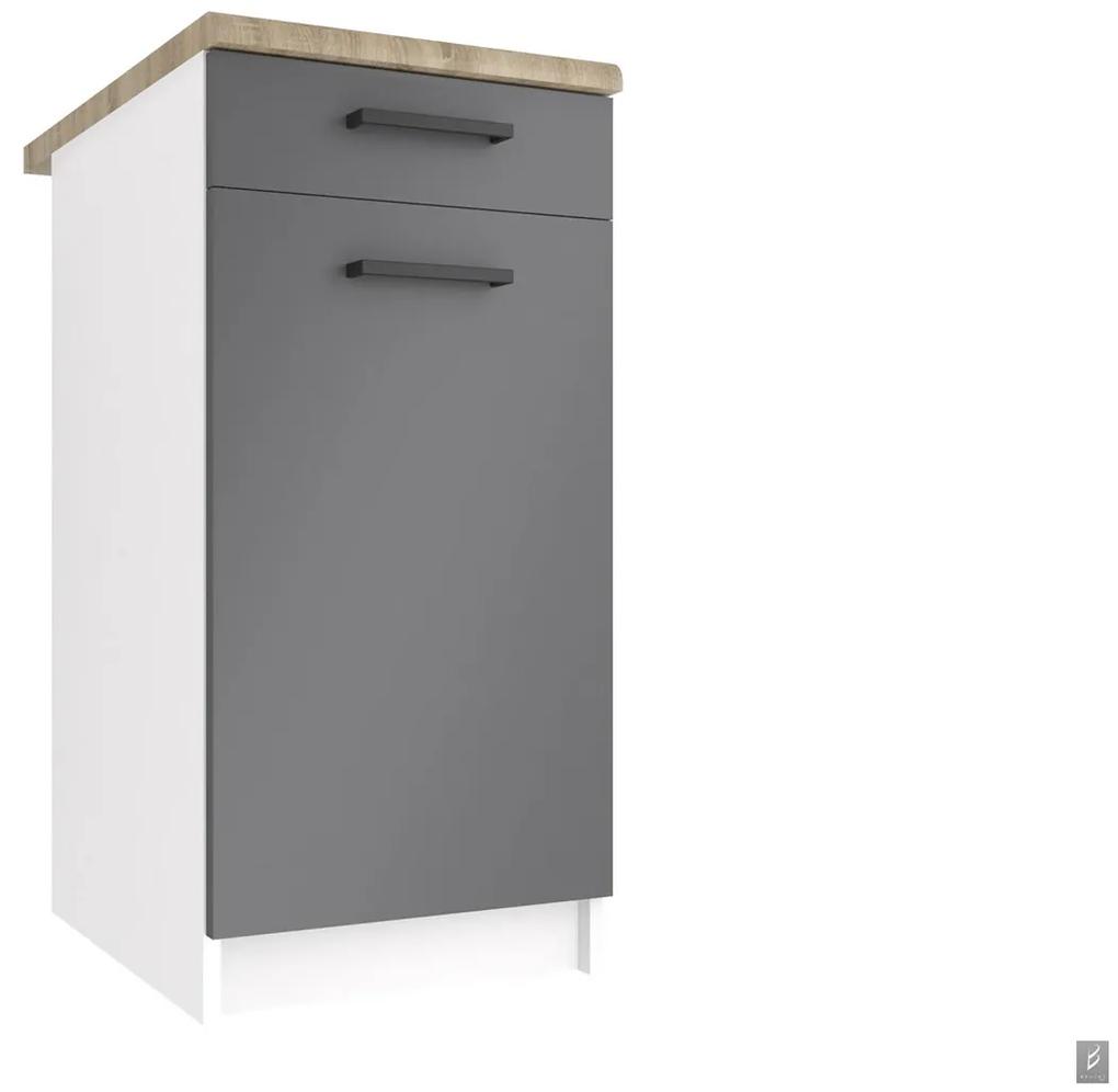 Kuchyňská skříňka Belini spodní se zásuvkami 40 cm šedý mat s pracovní deskou  TOR SDSZ1-40/0/WT/SR/1/B1