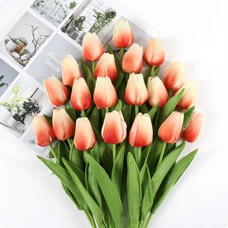 Bytová dekorace - kytice umělých tulipánů Balení: 5 ks, Barvy: K16 ORANŽOVOČERVENÁ
