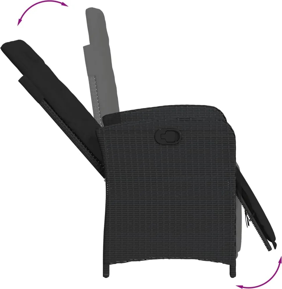 3dílný bistro set s poduškami černý polyratan 3212456
