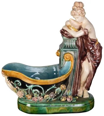BATHING MAIDEN SPANISH MAJOLIKA
