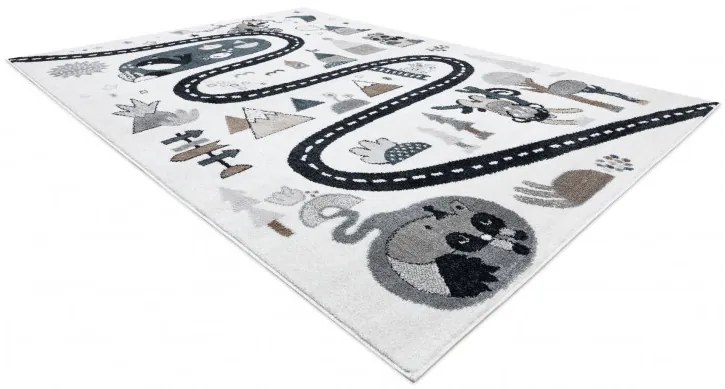Dywany Łuszczów, Dětský kusový koberec Fun Route Street animals cream, 80x150, béžová, dětský pokoj