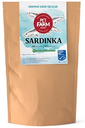 Bio sardinka PET FARM FAMILY sušený stejk pro psy
