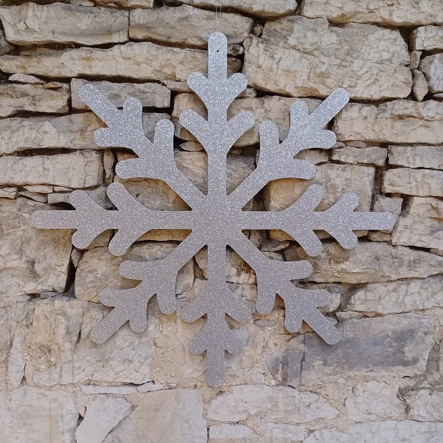 Vánoční ozdoba vločka IV, pr. 80 cm, stříbrná, překližka, venkovní