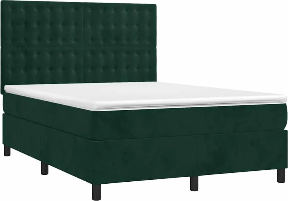 Box spring postel s matrací tmavě zelená 140x190 cm samet 3143262