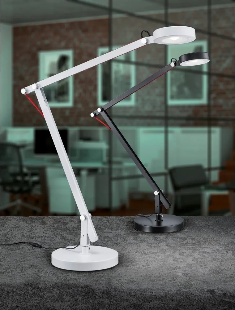 Bílá LED stolní lampa s ohybatelnou konstrukcí (výška 90 cm) Amsterdam – Trio