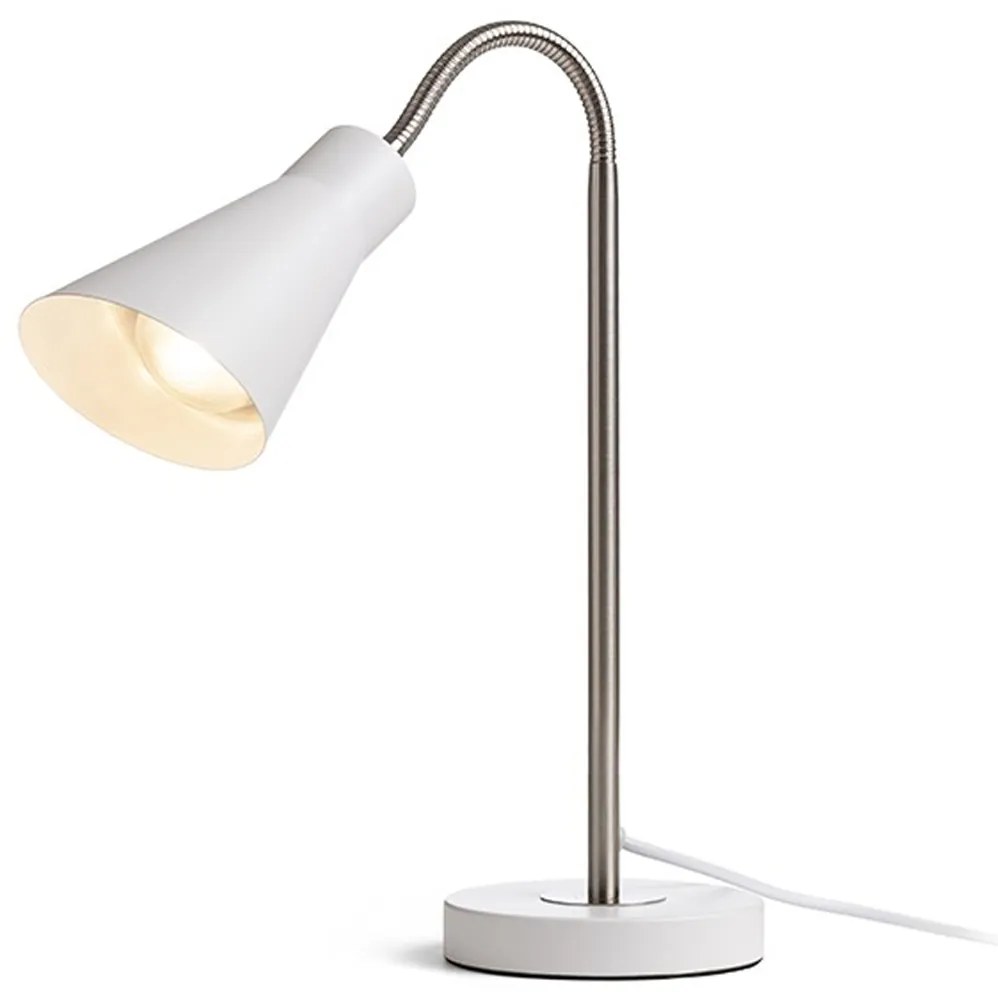 Rendl R13905 stolní lampa ANIKA, matná bílá, matný nikl, E27, 47,6cm