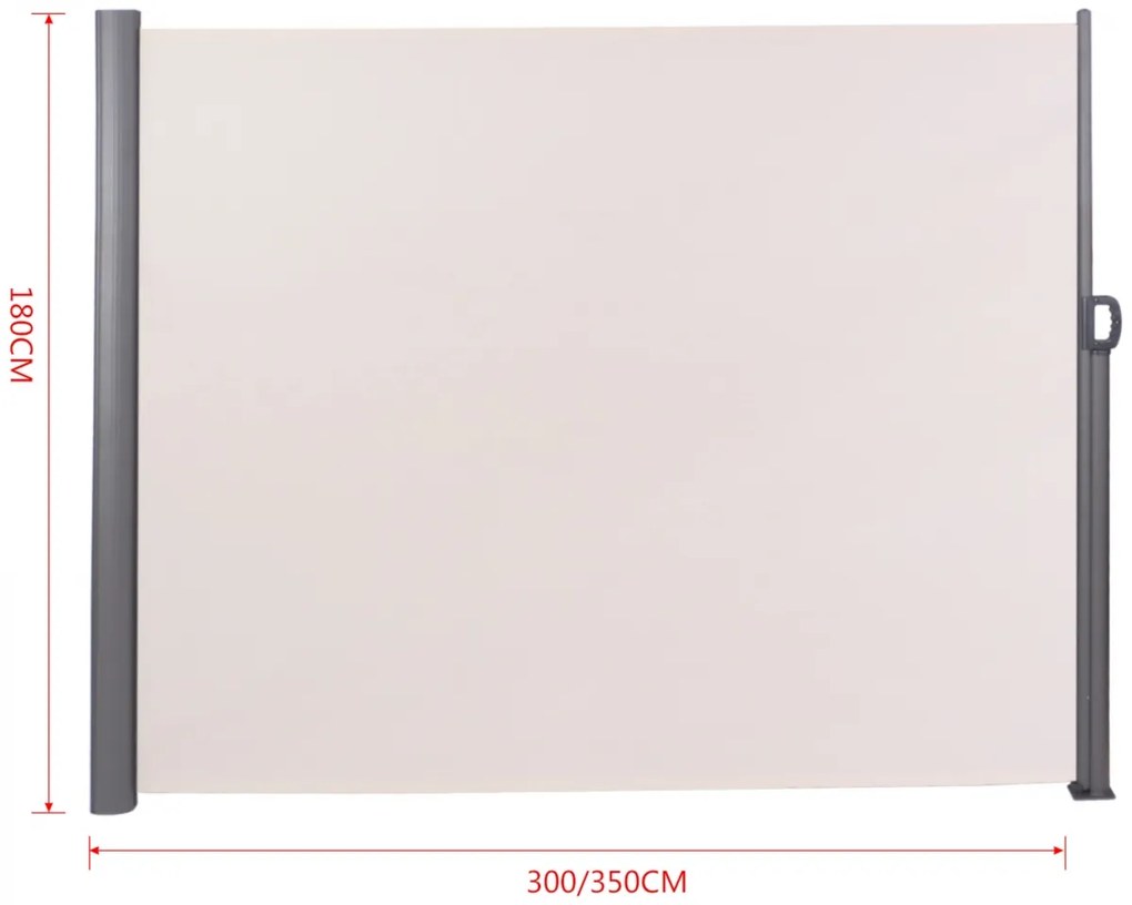 Boční markíza Lovington - 180 x 350 cm, hliník - Krémová