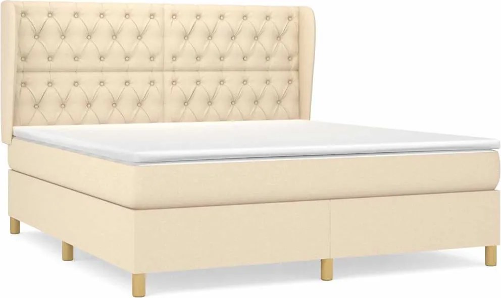 Box spring postel s matrací krémová 160x200 cm textil 3128778