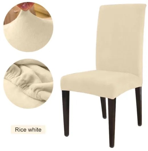 Plyšové potahy na židle - jednobarevné Barvy: krémová