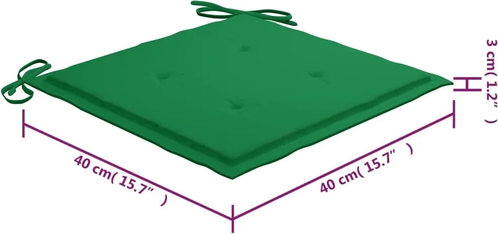vidaXL Marketos Zahradní židle se zelenými poduškami 4 ks masivní teak