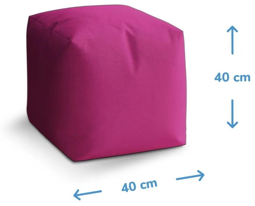 Sablio Taburet Cube Růžové korunky na bílé: 40x40x40 cm