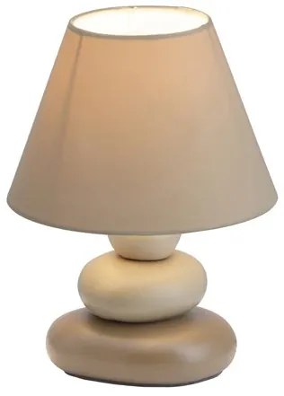 Stolní lampa PAOLO 1 x E14 HNĚDÁ keramika + textilie