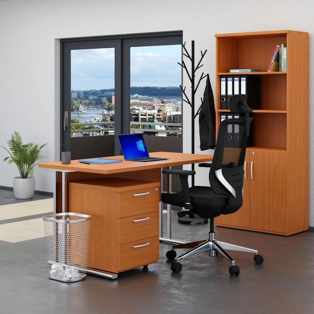 Sestava kancelářského nábytku Visio 2, 140 cm, třešeň