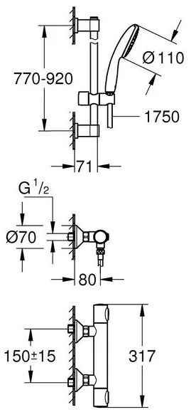 Grohe Precision Flow Sprchový set s termostatickou baterií, chrom 34805001