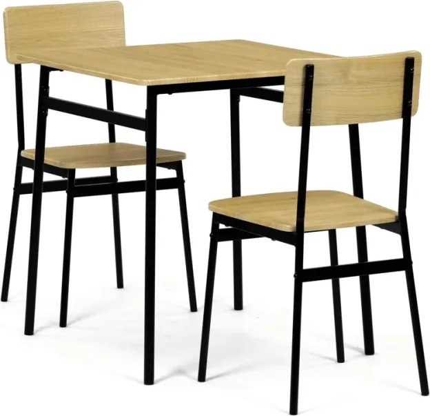 Set jídelní (1+2), MDF, dekor divoký dub, černý kov hnědá