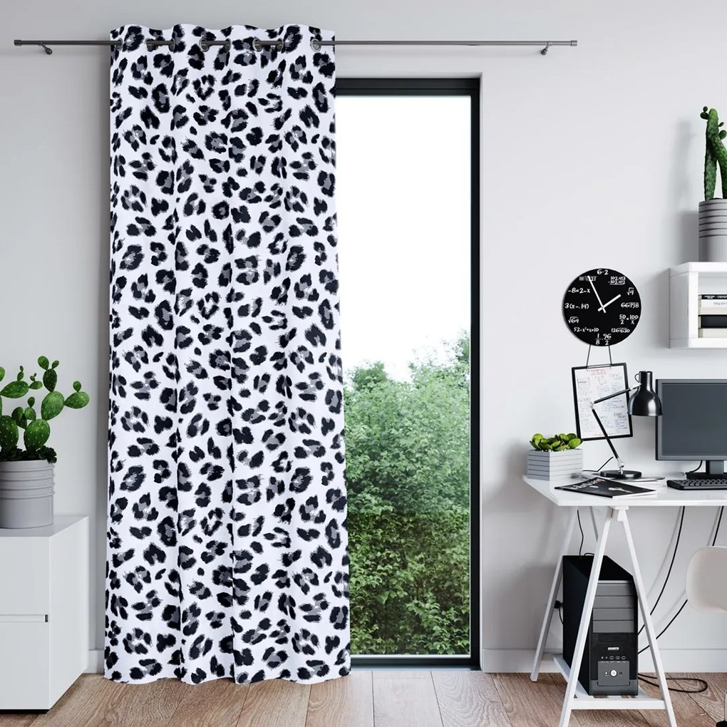 Závěs AmeliaHome Wild s průchodkami 140x250 cm černo-bílý