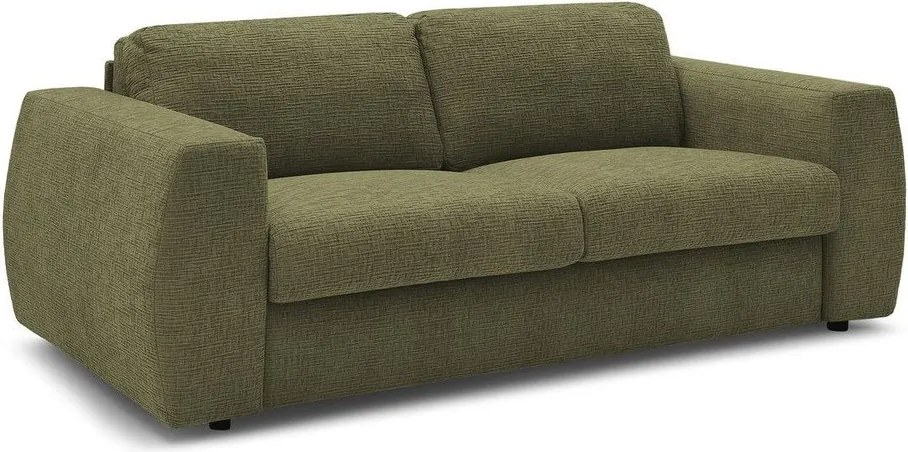 Zelená žinylková pohovka na každodenní spaní/rozkládací 220 cm Hugo – Bobochic Paris
