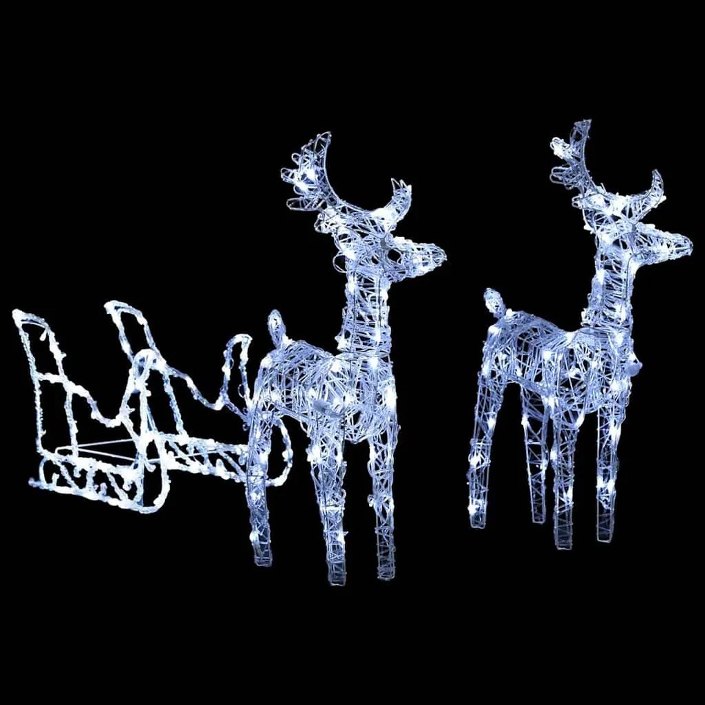 Vánoční sobi se sáněmi 160 LED 130 cm akryl 289979