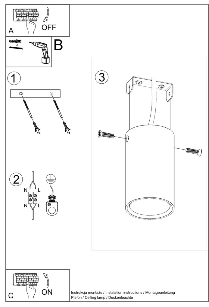 Sollux Lighting Stropní svítidlo LAGOS 10 Černá