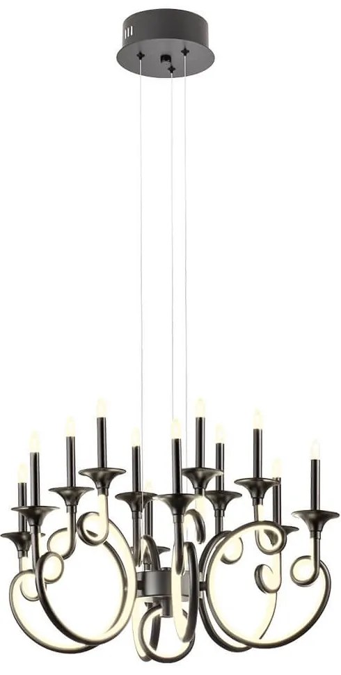 Světla a lustry REDO GROUP Luxusní černý LED lustr Incanti CHATEAU 69W