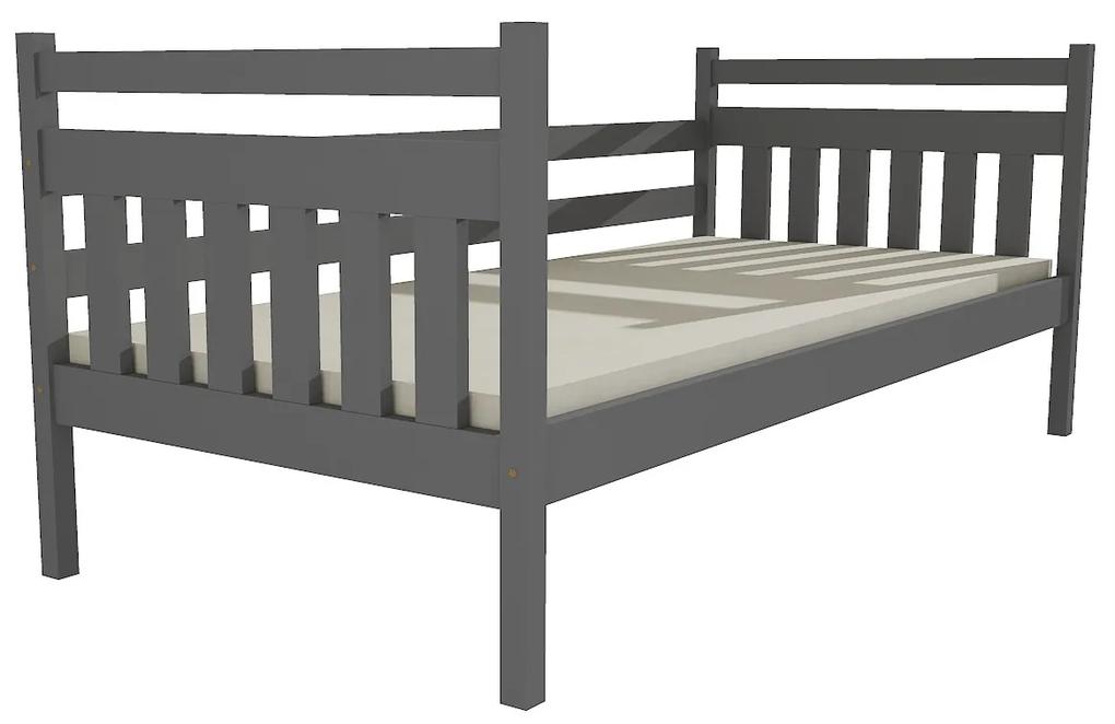 Dětská postel masiv 034 borovice masiv 80 x 200 cm šedá