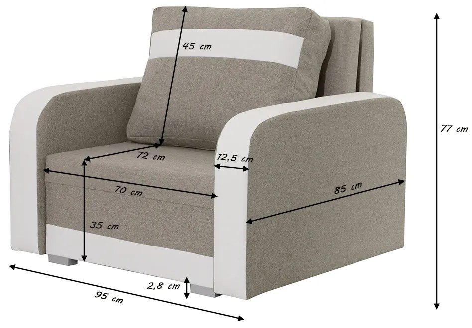 Křeslo KONRAD s funkcí spaní Béžová/světle hnědá