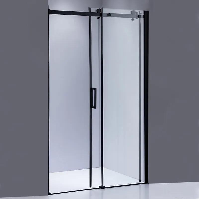 BPS-koupelny Posuvné sprchové dveře HYD-PD03C 110 černé/transparent pro instalaci do niky + vanička HYD-OSV-ST03B černá