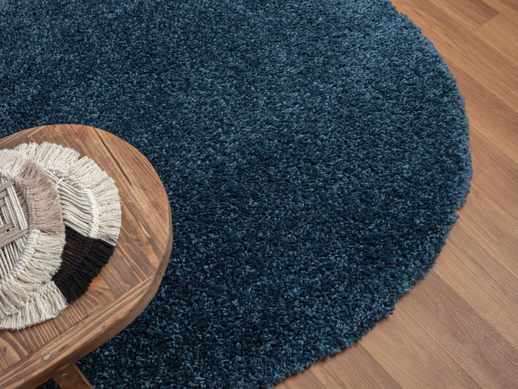 My Flair, AKCE: 150x150 (průměr) kruh cm Kusový koberec My Shaggy dunkelblau kruh, modrá, chodba / předsíň