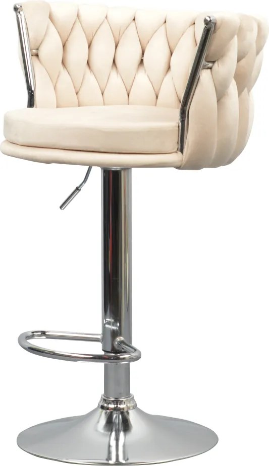Designová barová židle, béžová Velvet látka/chrom, BRIN